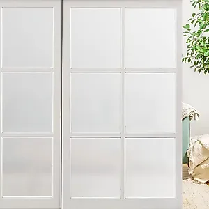 LEMON CLOUD Window Privacy Film Frosted,Non Adhesive Opaque Bathroom Door Window Film,Static Cling Stickers Privacy Day and Night,Vinyl Glass Coverings for Home Office(17.5 x 78.7 Inch, Pure White)
