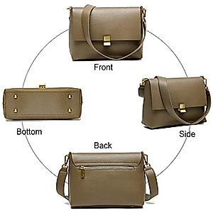 Hakkensuru Crossbody Bags for Women Designer Shoulder Bags Genuine Leather Handbag Satchel Purses with Adjustable Detachable Strap