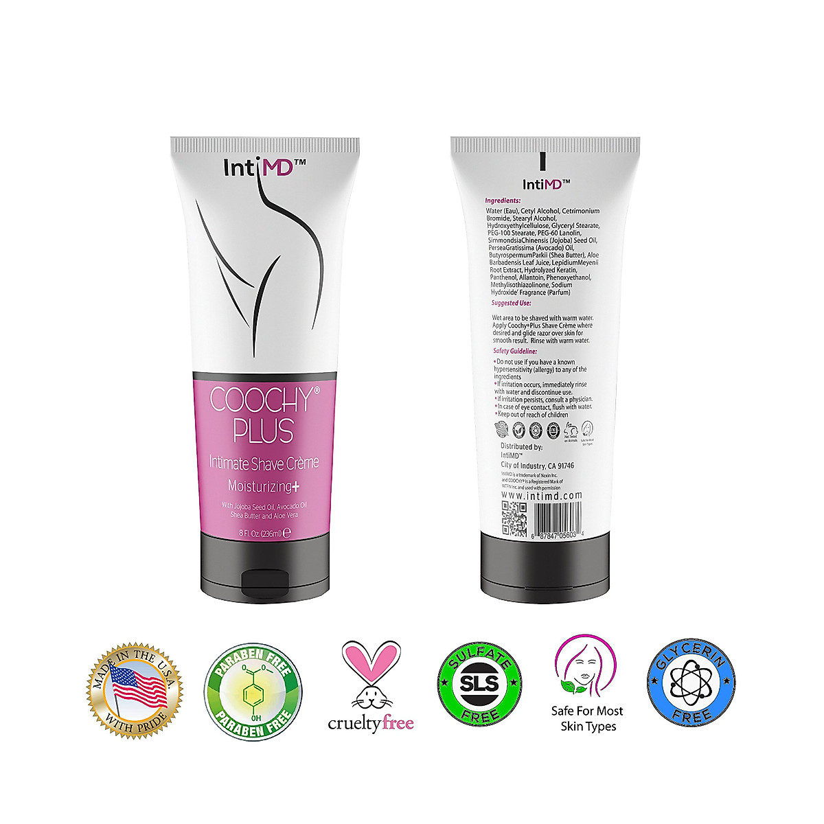 IntiMD COOCHY PLUS (2 Pack) Intimate Shave Cream Rash-Free With MOISTURIZING+ 8oz