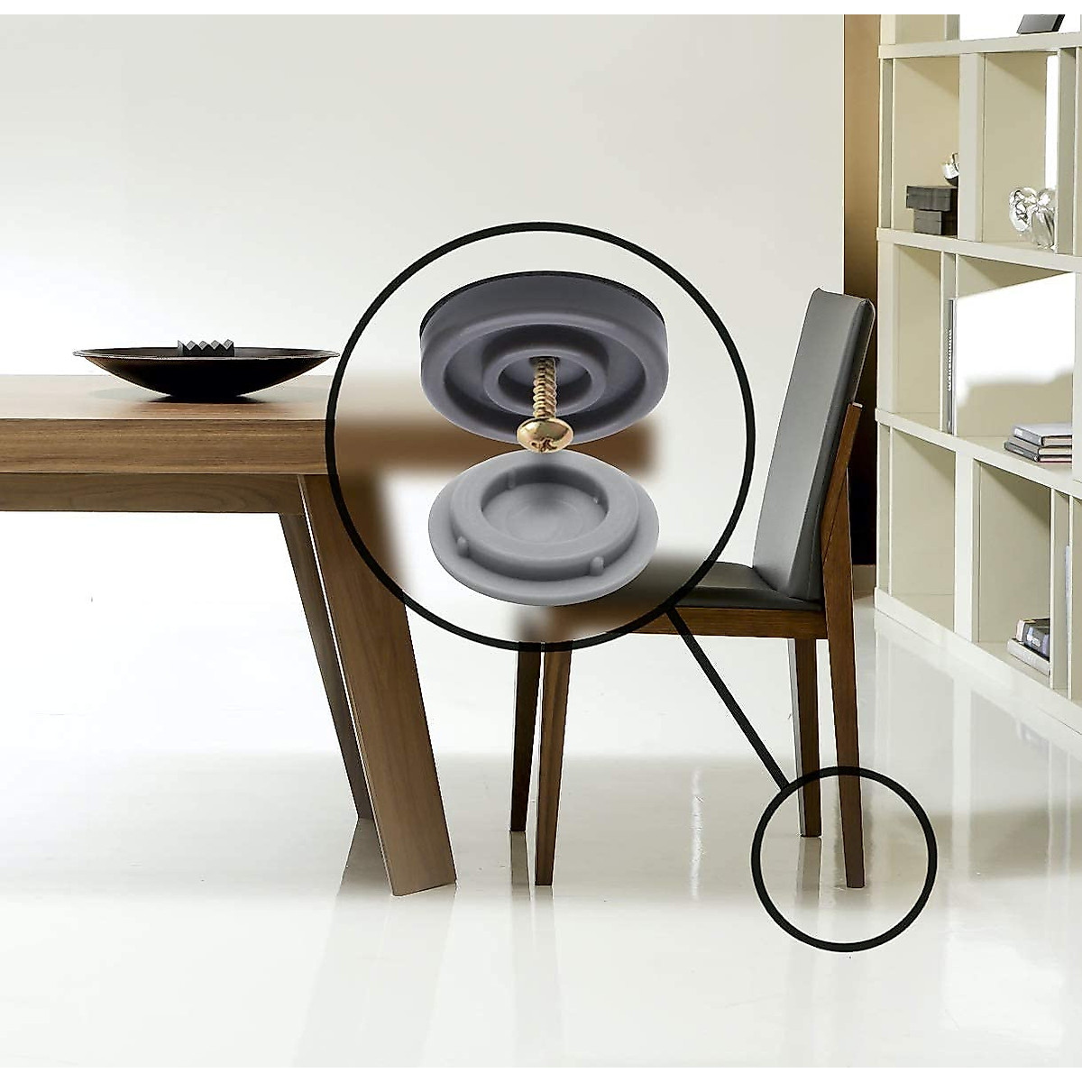 GorillaGlides CB323 1-1/4 Inch Furniture Sliders/Chair Glide Floor Protectors (Set of 8 Glides) Self-Adhesive Screw On Glides for Sliding on Carpet and Hard Surface Flooring, Round