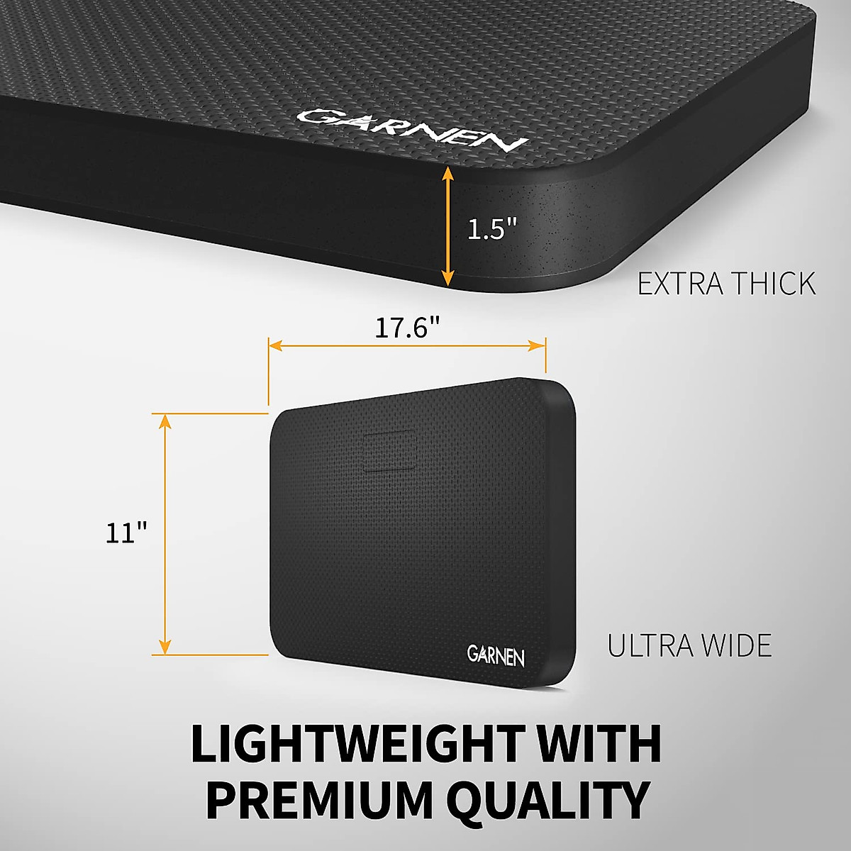 Fosmon Garnen Extra Thick Kneeling Pad, Water Resistant Bath Kneeler, High Density Large Kneeling Mat, Durable Foam Cushion for Garden, Yard, Baby Bath, Yoga, Exercise, 17.6 x 11 x 1.5 inches, Black