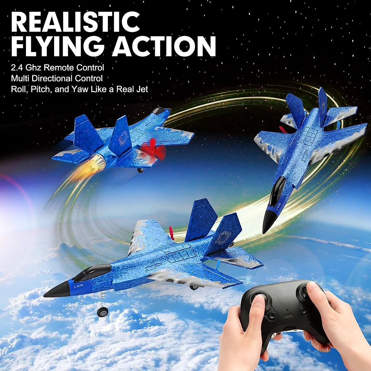 Fremego Foam RC Plane RTF F-35 RC Airplane 2.4Ghz 6-axis Gyro Jet Pane with Light Strip Toy Gift for Kids Boys Girls Adults Beginners