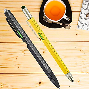 Men Gifts Multi Tool Pen - 2PC Unique Gadgets Set for Dad Birthday Stocking Stuffers Fathers Day, Unique Pocket Multitool with Light, Gift Idea Tools with Flashlight Ruler