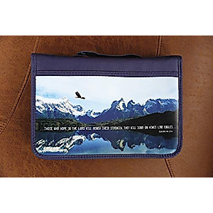 Isaiah 40:31 Eagle Bible Cover, Zippered, with Handle, Canvas, Navy, Large