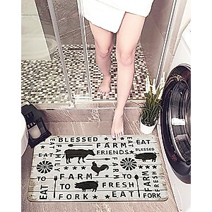 Gogobebe Super Absorbent Diatom Mud Mat Vintage Farm Animal Cow Rooster Pig Wooden Board Pattern Quick-Drying Thin Bath Mat Non-Slip Bathtub Mat Anti-Skid Rubber Bathroom Shower Mat 16x24in