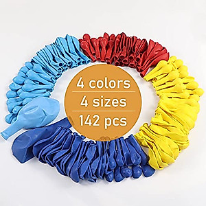 DIY 142pcs Balloon Garland Kit Blue Red Yellow Balloon Arch for Birthday Party, Baby Shower,Bridal Shower, Gender Reveal Party