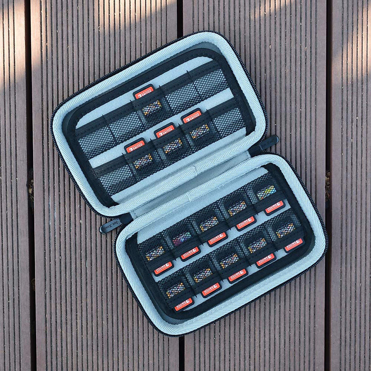 Jun Xuan Game Card Storage Case for Nintendo Switch Cartridges - Holds 40 Games - Black/Grey