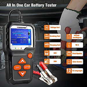 KONNWEI KW650 6V 12V Car Battery Tester, 100-2000 CCA Battery Load Tester Automotive Battery and Alternator Tester for Vehicles/Marine/Motorcycle/Lawn Mover