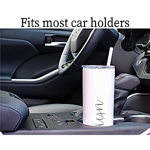 AVITO Personalized Tumbler - Laser Engraved - 20 oz Stainless Steel Skinny Tumbler - Includes Straw and Lid - Vacuum Insulated - Personalized Gift for Bridal Party, Birthday, Teacher Gift