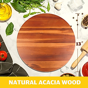 HOMEXCEL 13" Acacia Wood Lazy Susan Organizer Kitchen Turntable Wooden Lazy Susan Organization for Cabinet Table or Pantry