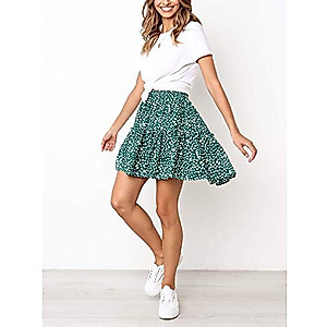 Relipop Women's Flared Short Skirt Polka Dot Pleated Mini Skater Skirt with Drawstring (T4, X-Large)