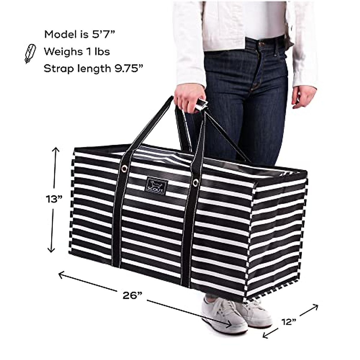 SCOUT Errand Boy - Extra Large Lightweight Utility Tote with Breakaway Zipper - Collapsible Grocery and Market or Beach Tote