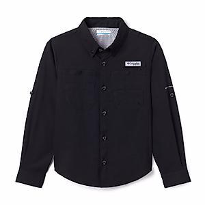 Columbia Youth Boys Tamiami Long Sleeve Shirt, Black, Small