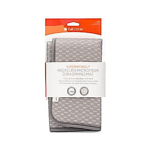 Full Circle Supermatural Dish Kitchen Sink Accessories, Recycled Microfiber Dish Mat, Gray