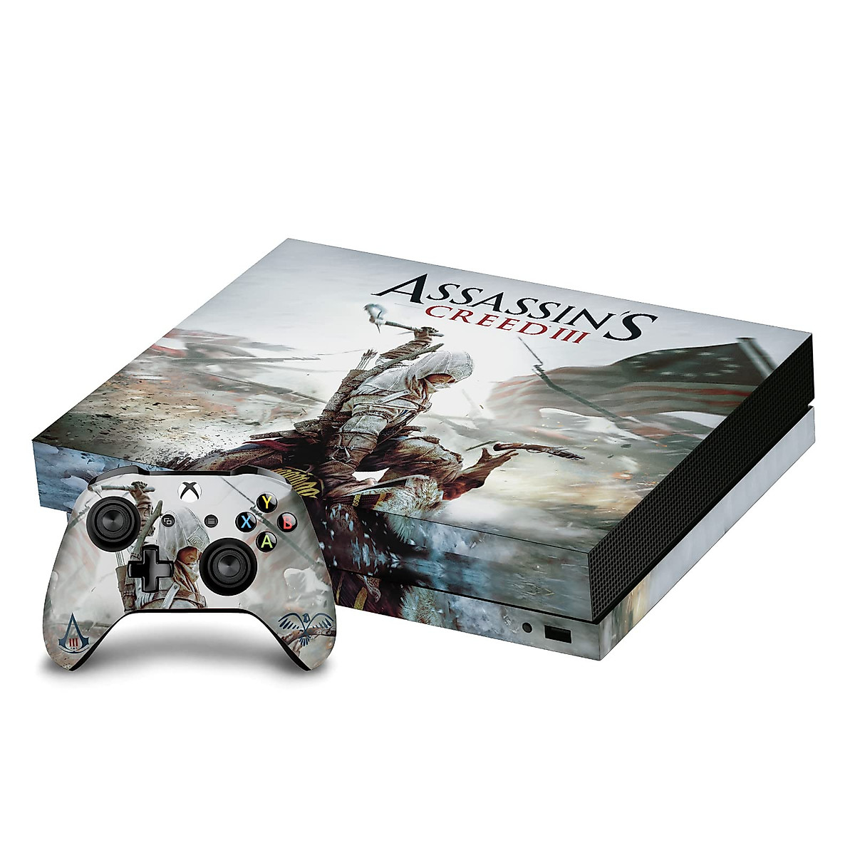 Head Case Designs Officially Licensed Assassin's Creed Game Cover III Graphics Vinyl Sticker Gaming Skin Decal Cover Compatible With Xbox One X Console and Controller Bundle