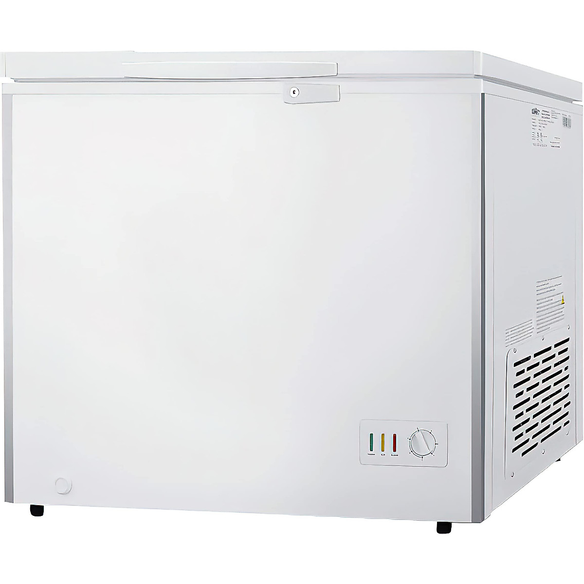 Summit Appliance SCFM73 Commercial Use 6.7 Cu.Ft. Chest Freezer, Lock Included, Manual Defrost, Visual Temperature Alarm, Removable Thermometer, Hammered Aluminum Interior, Adjustable Thermostat