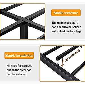 COMASACH King Bed Frame Heavy Duty,14" High Black Metal Platform Bed Frame,Sturdy Steel Frame,Support up to 3500lbs,No Box Spring Needed,Noise-Free,Easy Assembly