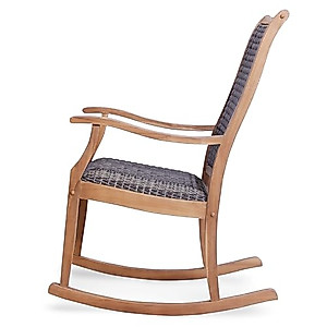 Cambridge Casual Auburn Upholstered Teak Wood Porch Rocking Chair