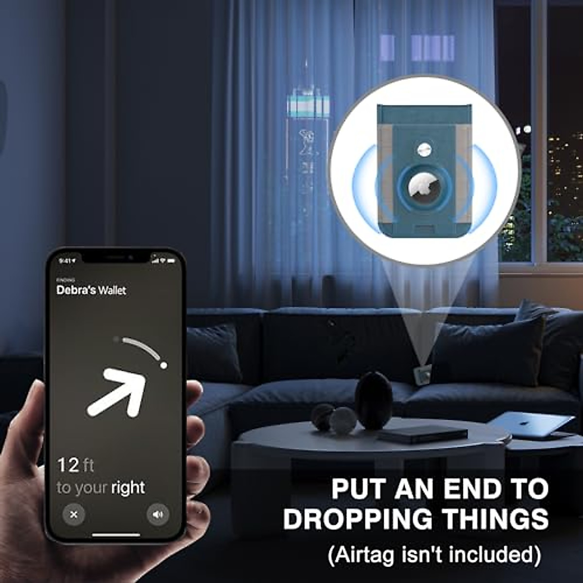 KPNEOL Magsafe Wallet with Airtag Holder, Magnetic Bifold for Men, Fits 7 Cards, Mag Wallet for iPhone 15/14/13/12 Series, Blue