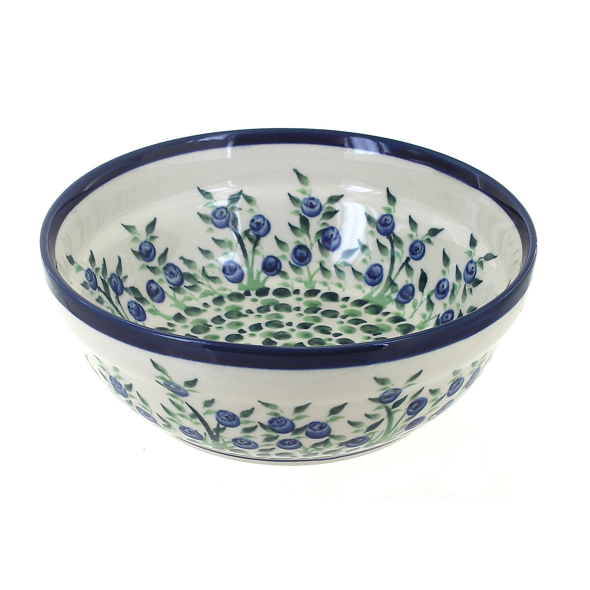 Blue Rose Polish Pottery Porcelain Vine Cereal/Soup Bowl