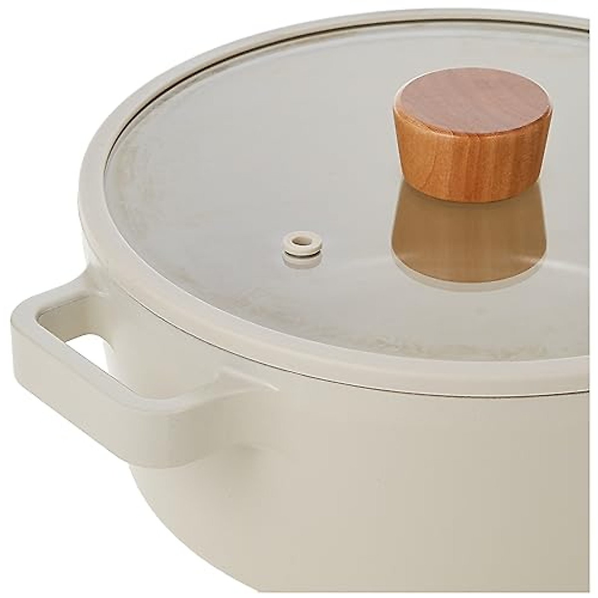 NEOFLAM FIKA Stock Pot for Stovetops and Induction | Wood Handle and Glass Lid | Made in Korea (8.5" / 2.7 qt)
