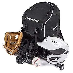 DashSport Baseball Bag Softball Backpack Bat Bag | T-Ball Equipment and Softball Bag | Bat Pack (Black)