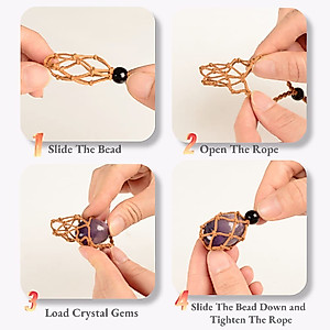 7 Crystal Tumbled Stones Set 3 Piece Empty Necklace Cord Pendant Stone Holder Replacement Hand-Woven Necklace Cord with Adjustable