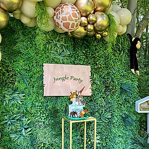 24 PCS Realistic Safari Jungle Animal Cake Toppers with Colorful Balls Cake Decorations for Wild Themed Birthday Oh Baby Party Supplies (Green Yellow)