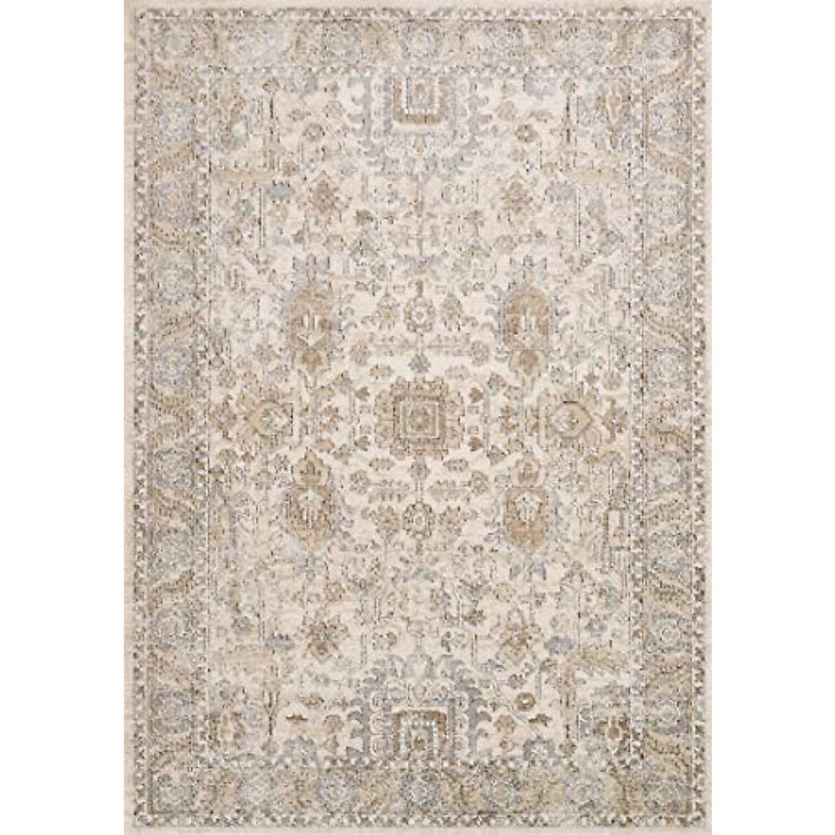 Loloi Teagan Collection 3'-4" x 5'-7" Accent Rug in Ivory/Sand - Large Area Rug, Soft Neutral Rug, High-Traffic Area Rug for Living Room, Bedroom, Home Office, Dining Area