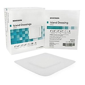 MCK Brand 90442000 Adhesive Island Dressing Mckesson Polypropylene / Rayon 4 X 4 Inch Square White 16-89044 Box Of 25