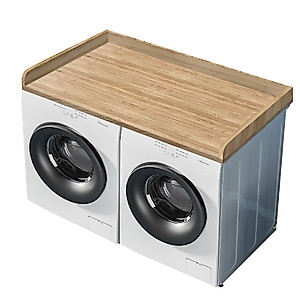 Washer Dryer Countertop, Laundry Countertop, Bamboo Washer and Dryer Covers for The top, 27.5" Depth x 54" Width with Edge Rails for Laundry Room Organization (Natural)