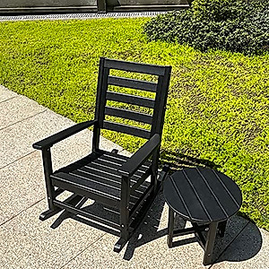 HOPUBUY Outdoor Rocking Chair Set of 3 with Cushion, HDPE Patio Rocking Chair, All Weather Resistant Rocker Chairs for Porch Garden Yard Living Room, Black