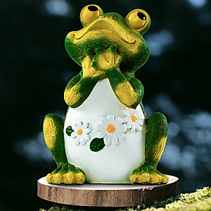 Redwix Garden Frog Figurines 9", Cute Frog Decor, Outdoor Statue Frogs Decorations, Garden Statues Outdoor Clearance, Frog Gifts for Frog Lovers