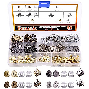 Tanstic 60 Sets 14mm 4 Color Magnetic Button Clasps Snaps Fastener Clasps Button Knitting Buttons Sets for Sewing, Craft, Purses, Bags, Clothes, Leather