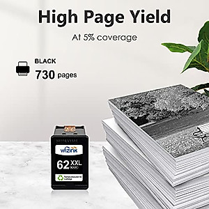 WIZINK 62 XXL Black Ink Cartridge for Remanufactured Printer Ink Cartridges 62xl 62 XXL Ink Cartridges for HP Envy 5540 5640 5660 7644 7645 OfficeJet 5740 8040 Printer (1 Black)