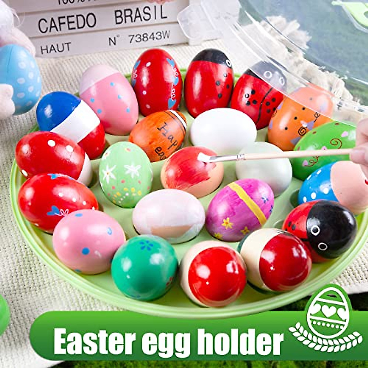 HANSGO 3PCS Deviled Egg Platter and Carrier With Lid - 66 Egg Slots for Parties and Home Kitchen