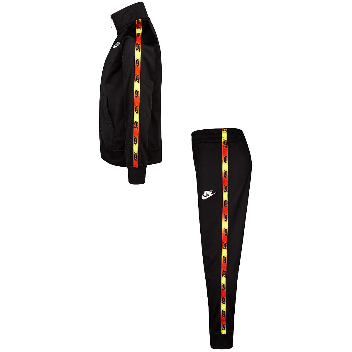 Nike Boy`s Full Zip Jacket And Pants Tracksuit 2 Piece Set (Black(86F278-023)/Yellow, 4 Years)