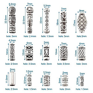 Pandahall 150Pcs Tibetan Style Alloy Spacer Beads Antique Silver Metal Column Tube Loose Beads Charms for Bracelet Necklace Jewelry Making
