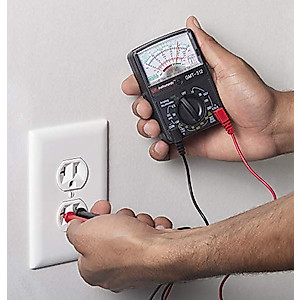 Gardner Bender GMT-312 Analog Multimeter, 5 Function / 12 Range, 300V AC/DC, for AC / DC Voltage & Current, Resistance, Continuity & Batteries , Black