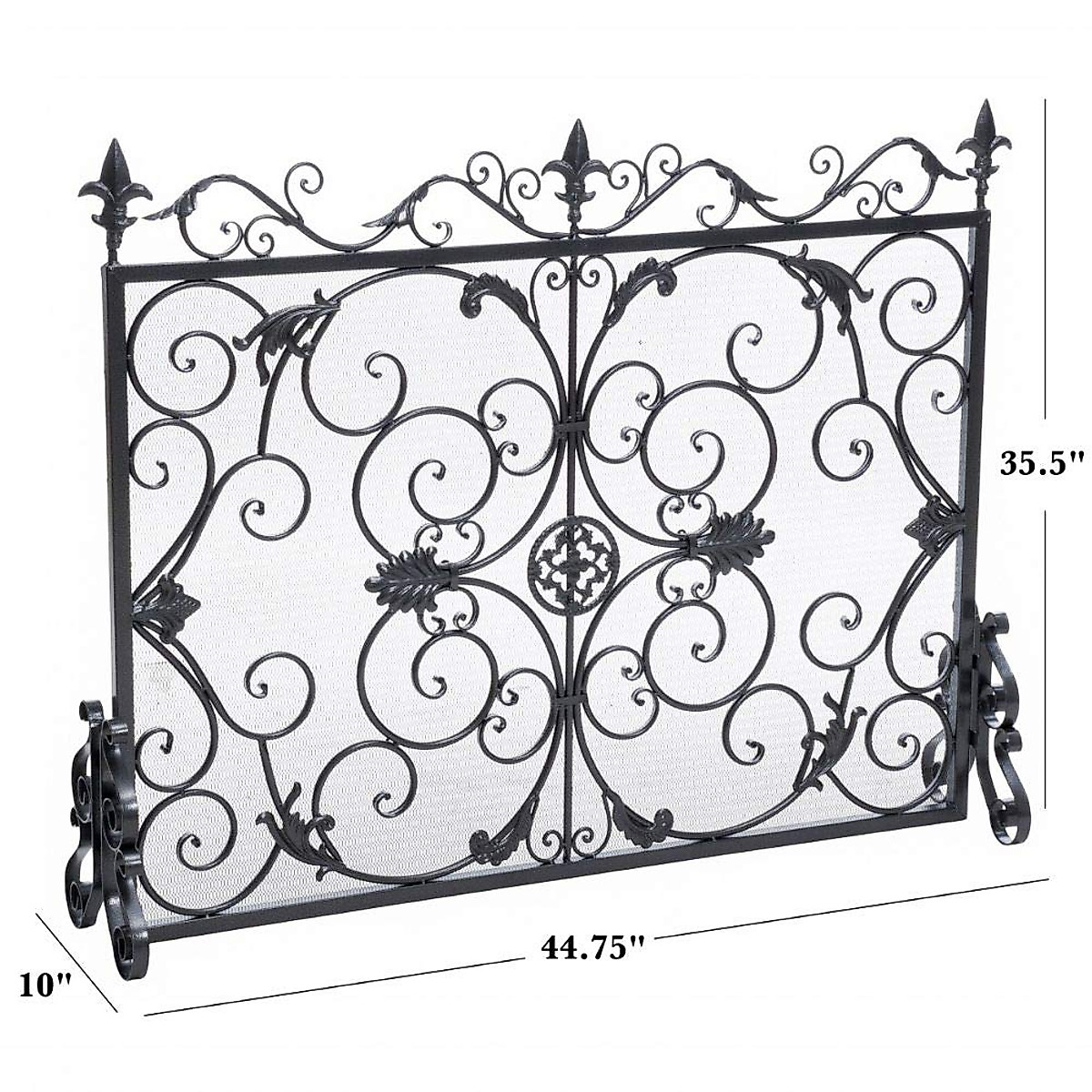 Christopher Knight Home Wilmington Fireplace Screen, Silver Flower On Black