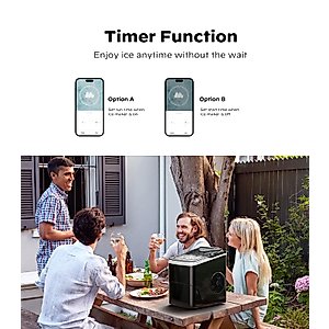 Silonn Smart Countertop Ice Maker - Compact Ice Maker with App Control, 9 Cubes in 6 Mins, 26 lbs per Day, 2 Ice Cube Sizes, Portable Ice Maker with Self-Cleaning for Kitchen/Office