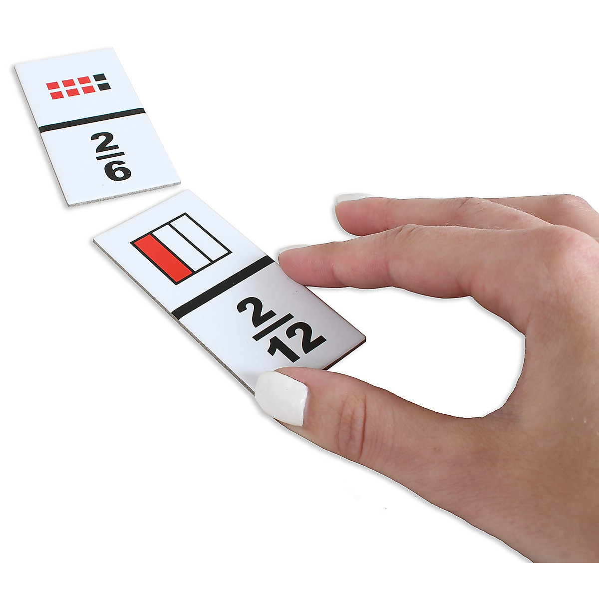 LEARNING ADVANTAGE The Original Fraction Dominoes - 49 Dominoes - Math Manipulative for Kids - Equate, Add and Subtract Fractions
