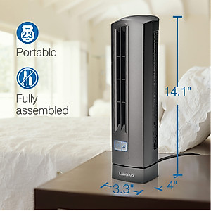 Lasko 4000L 4000 Air Stik Ultra-Slim Oscillating Table Fan for Indoor, Bedroom, Home Office and More, Gray, 14 inches