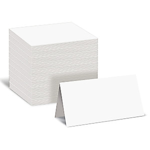 Better Office Products 100 Pack Blank White Place Cards, 2 x 3.5 in, Folded Table Tent Cards for Weddings, Dinner Parties, Buffet Banquets, (100 Count)