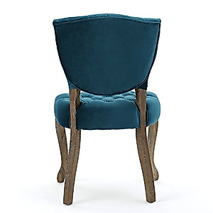 Christopher Knight Home Bates Tufted Velvet Fabric Dining Chairs, 2-Pcs Set, Dark Teal