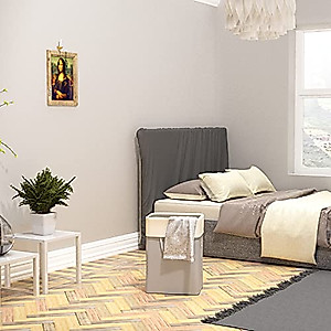 SimpleHouseware Rectangle Terylene Cotton Collapsible Laundry Hamper Basket, Grey