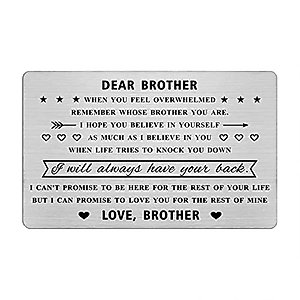 Jzxwan Brother Gifts from Brother, To My Brother Christmas Card, Personalized Graduation Easter Gift for Brother Wallet Card