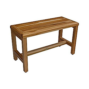 EcoDecors Earthy Teak Shower Bench Eleganto Wooden Seat Garden Bench Natural Teak Wood Patio Bench Armless Bench for Indoors and Outdoors - 30 inches Length
