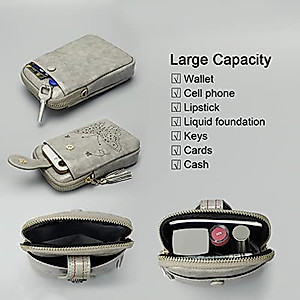 APHISON Small Crossbody Bags for Women, Lightweight Mini Cute Cell Phone Purse for Girls with Tassel and Shining Butterfly GRAY