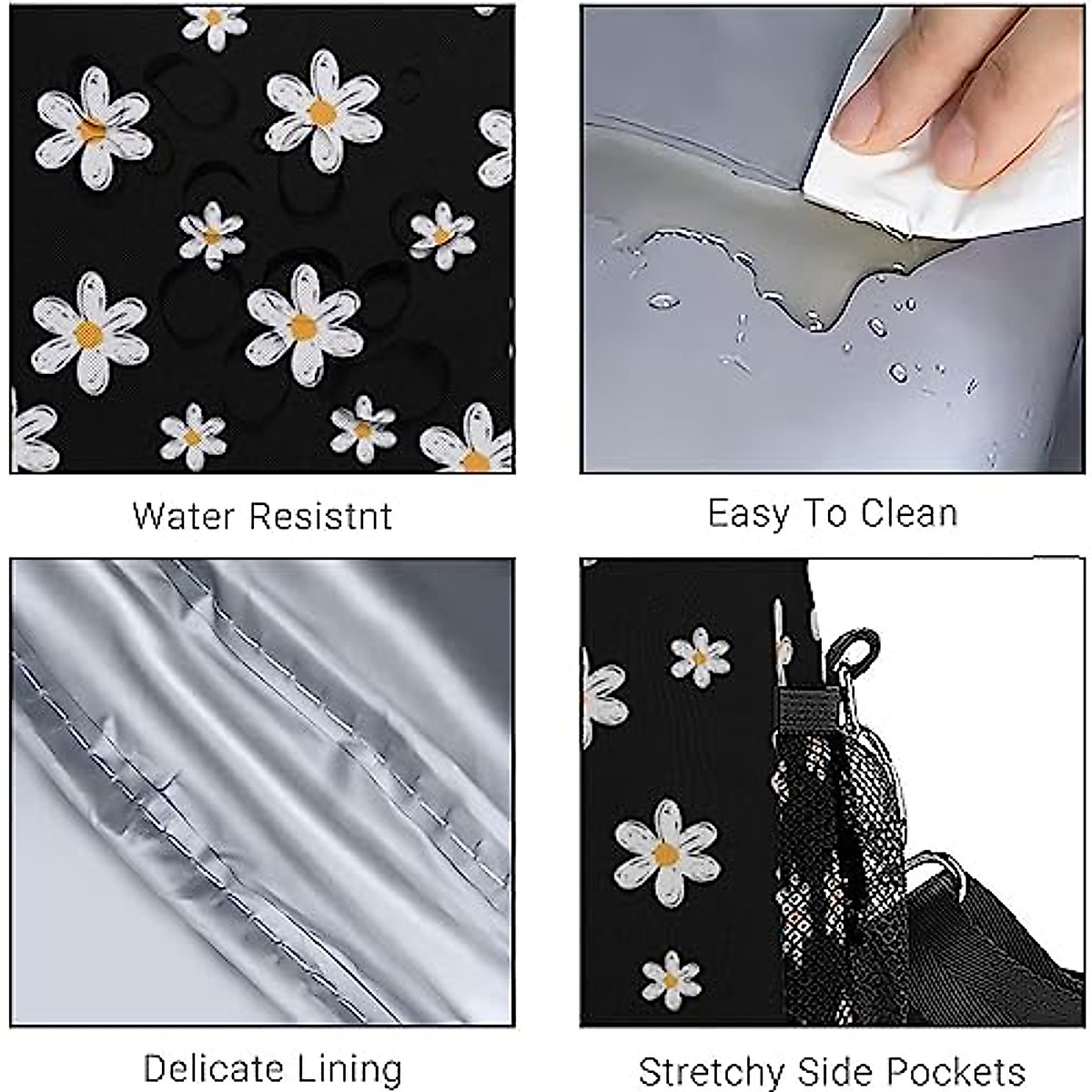 Ulbraofs Reusable Insulated Lunch Bag with Adjustable Shoulder Strap, Leakproof Cooler Lunch Box Meal Prep Organizer Tote Bag Freezable for Women & Men, Work, School, Travel, Picnic (Daisy-1)